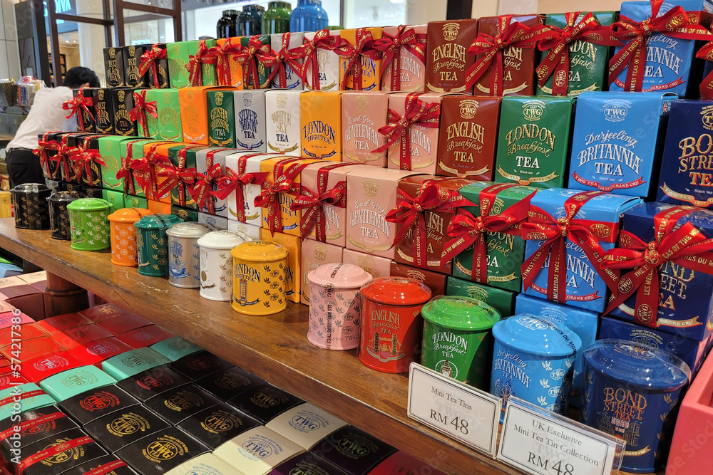 PENANG, MALAYSIA - 22 FEB 2023: Various choices of TWG brand tea ...