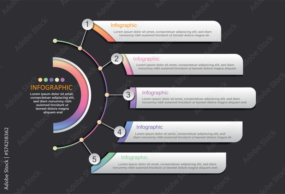 An infographic with large circles to show the main topic and half ...