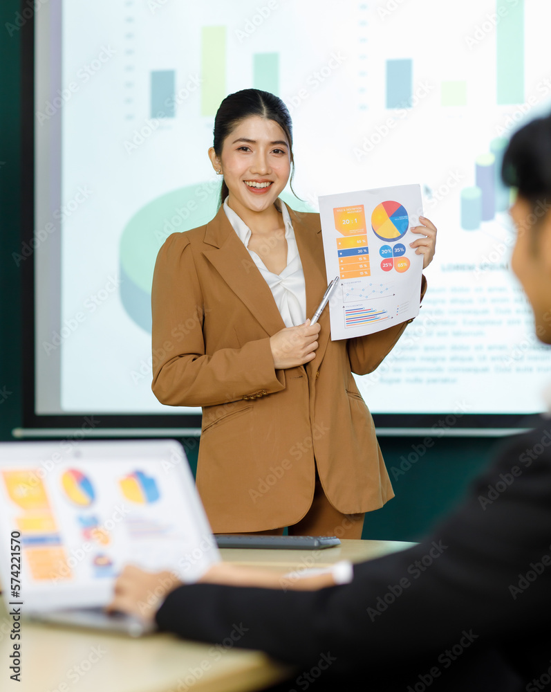 Millennial Asian happy professional successful female businesswoman ...