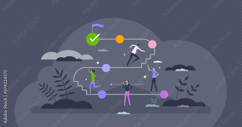Career path roadmap as work challenge development route tiny person ...