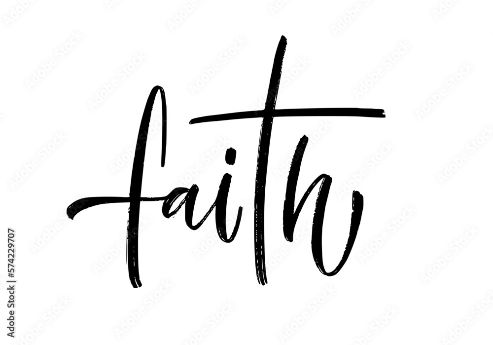 FAITH with cross. Christian religious brush calligraphy text faith with ...