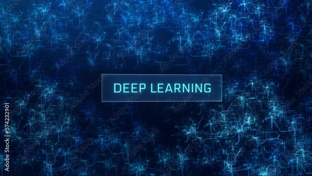 Deep Learning concept over glitch neural network background. Concept of ...