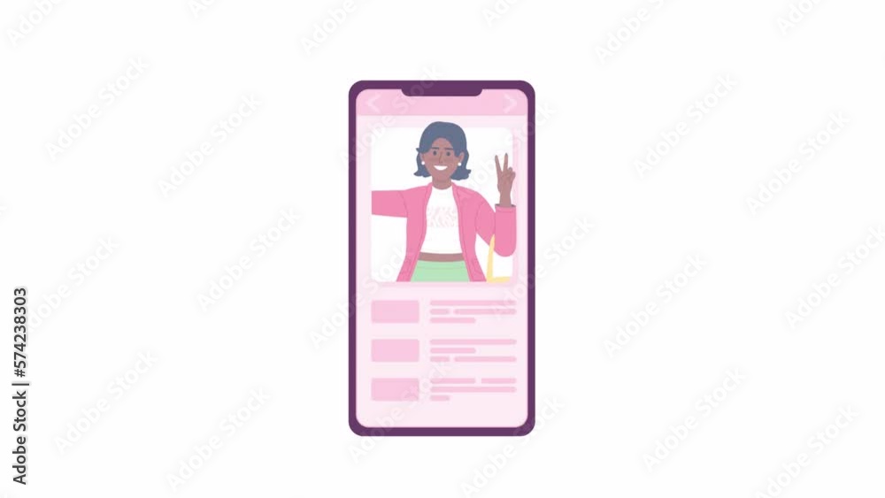 Animated personal profile on phone. Building professional online ...