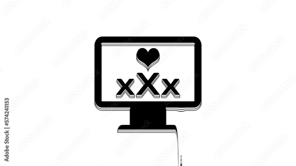 Vidéo Stock Black Computer Monitor With 18 Plus Content Heart Icon Isolated On White Background
