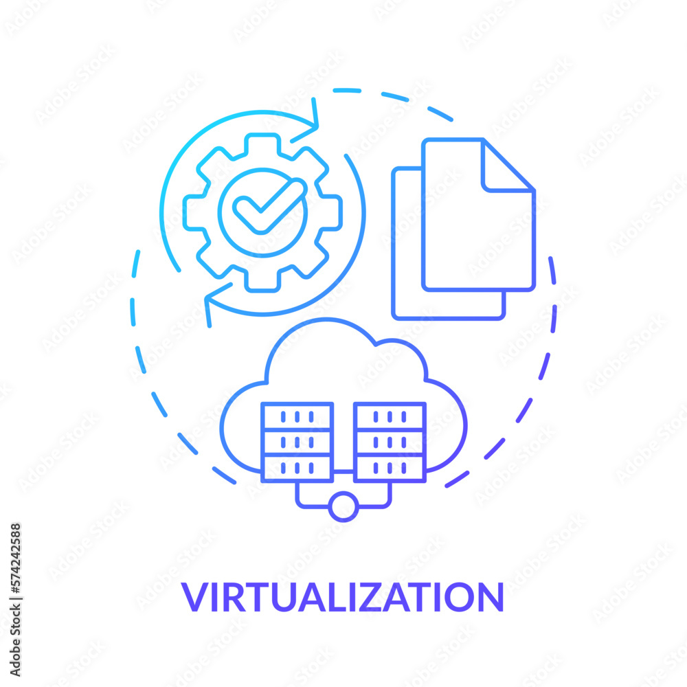 Virtualization blue gradient concept icon. Create virtual environment ...