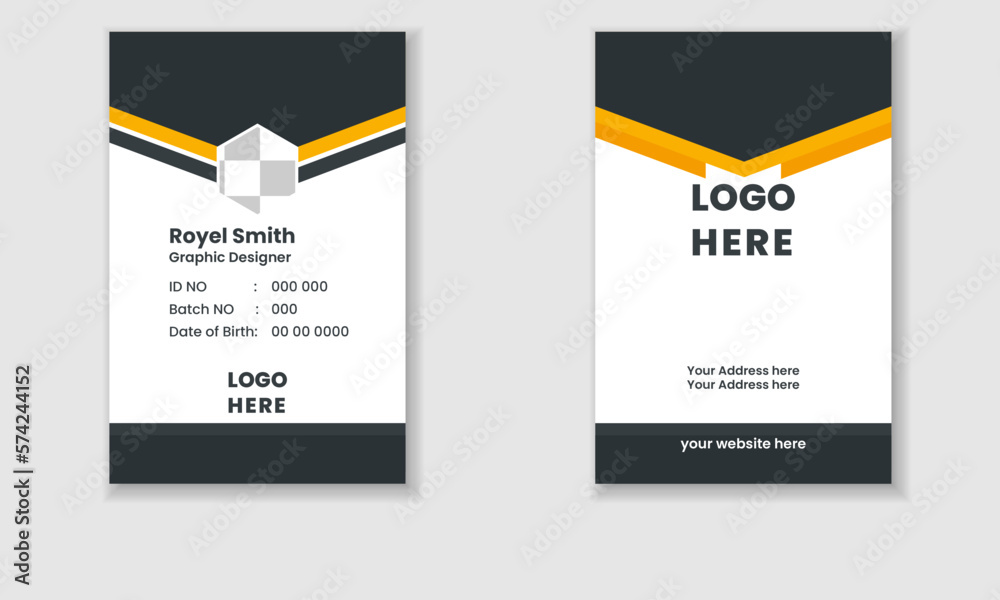 Double-sided creative ID card template design with two colors Stock ...