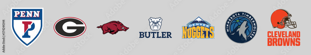 Collection of Sports brand logos. Editorial vector logo collection ...