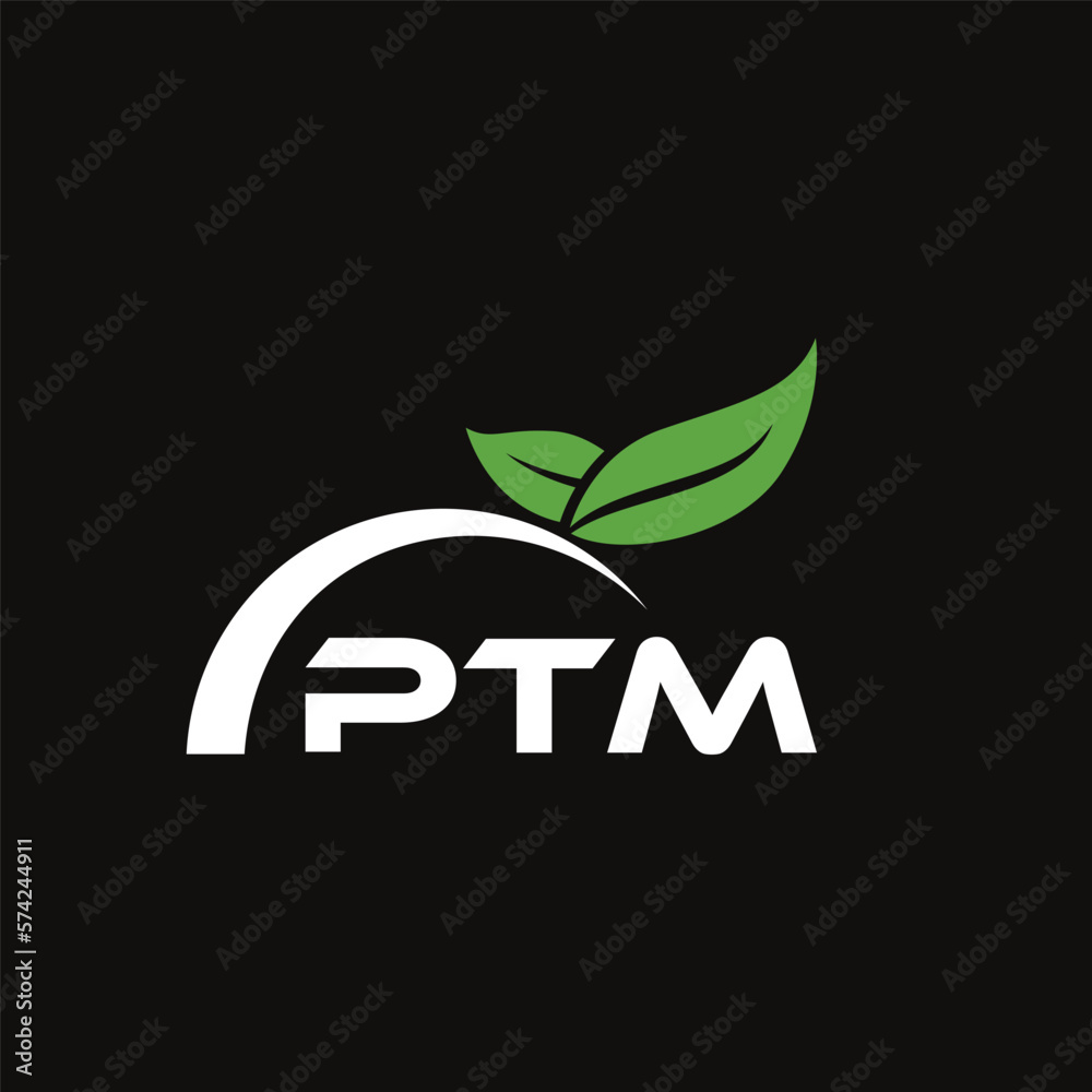 PTM letter nature logo design on black background. PTM creative ...