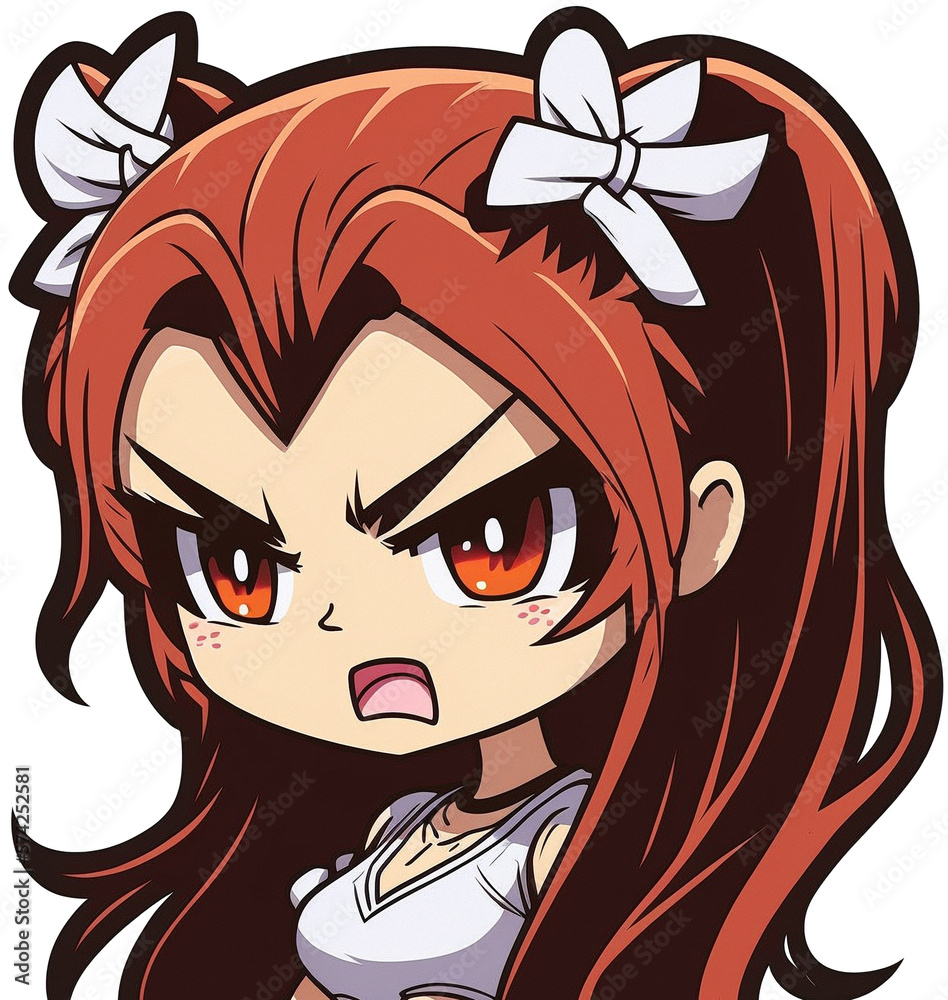 Angry anime girl clipart created with Generative AI Tools Stock ...