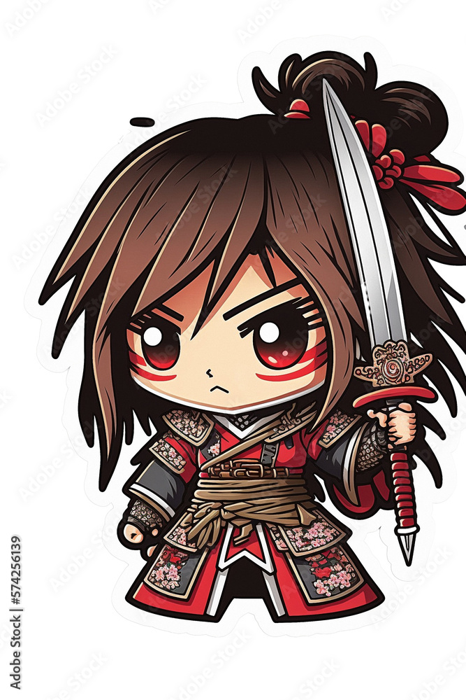 Cute anime warrior clipart created with Generative AI Tools Stock ...