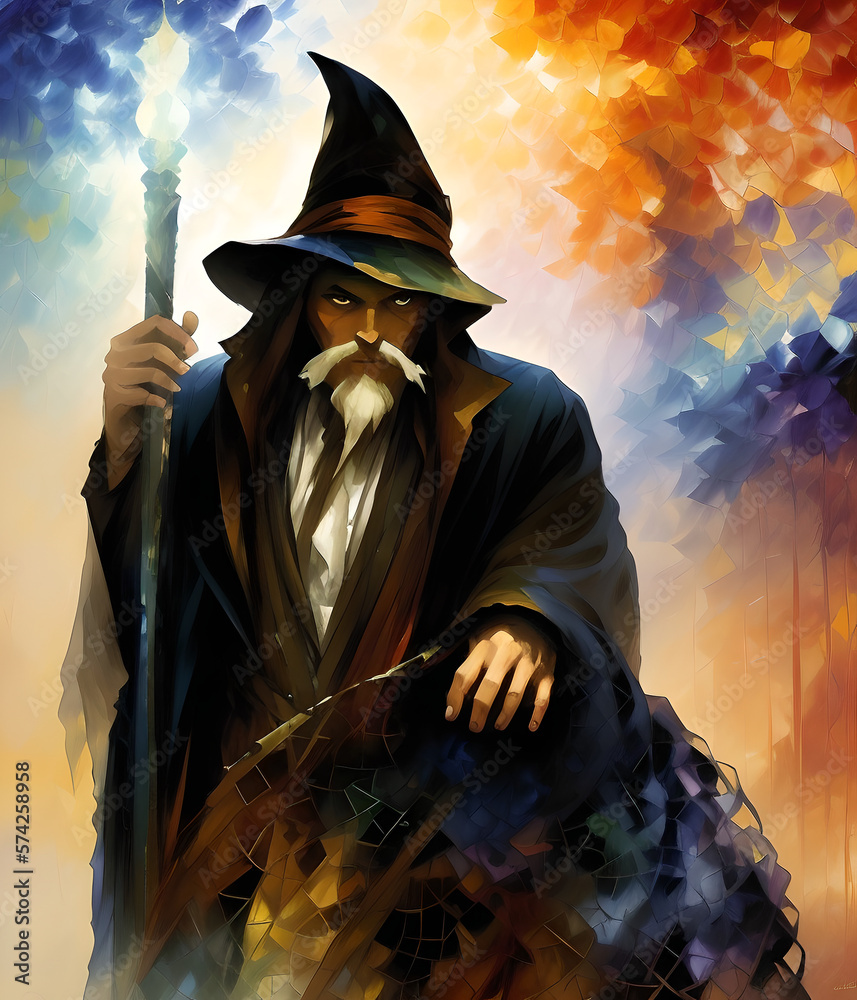 An old wise wizard / sorcerer / magician / mage / warlock with a staff ... An old wise wizard / sorcerer / magician / mage / warlock with a staff ...
