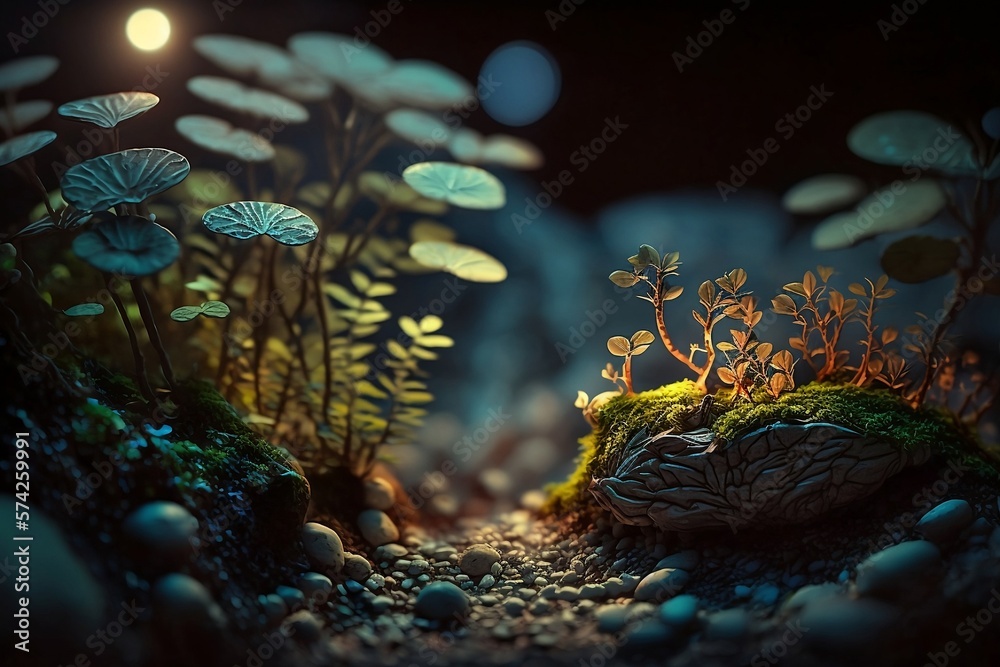 Mini world plants concept. Fascinating tiny world. Created using ...