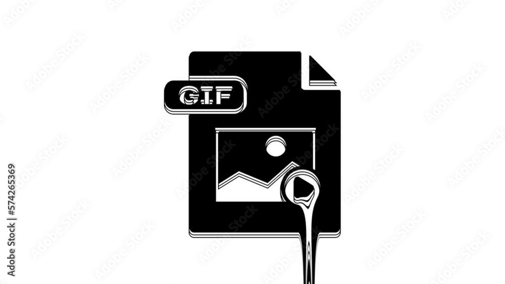 Black GIF file document. Download gif button icon isolated on white ...