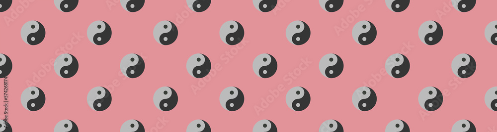 pattern. Image of Ying Yang symbol on pastel purple background. Symbol ...