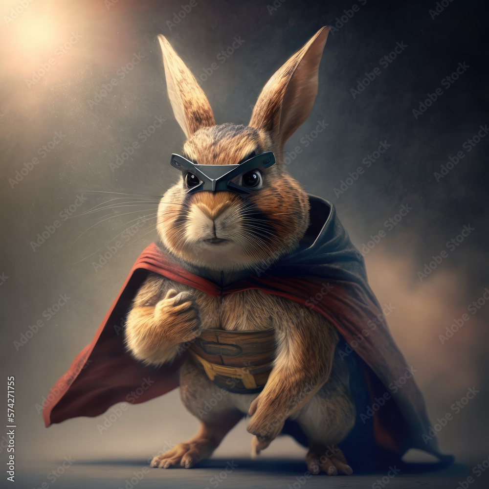 Rabbit wearing superman suit created with generative ai Stock ...