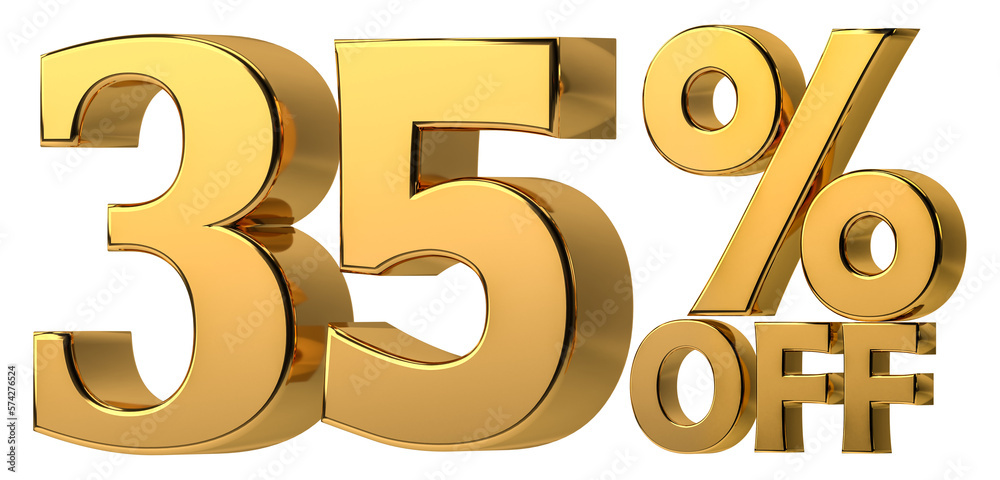 3d golden 35 % off discount isolated on transparent background for sale ...