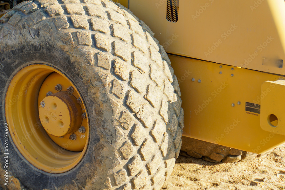 Single drum soil compactor. Compactor with vibratory padfoot drum ...