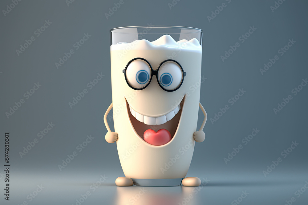 Cute Cartoon Milk Character with Space for Copy (Created with ...