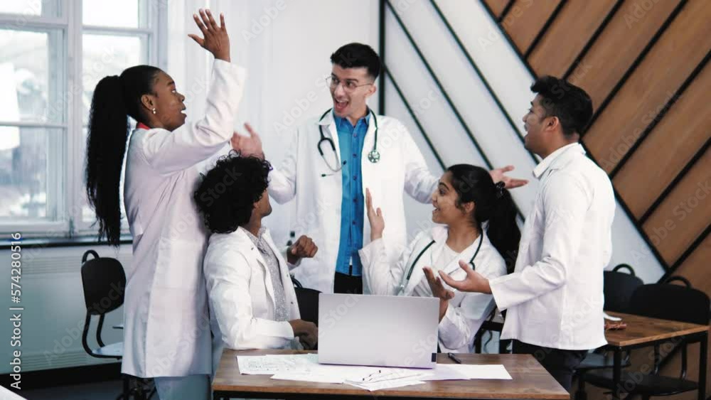 Diverse indian international successful happy students interns with ...