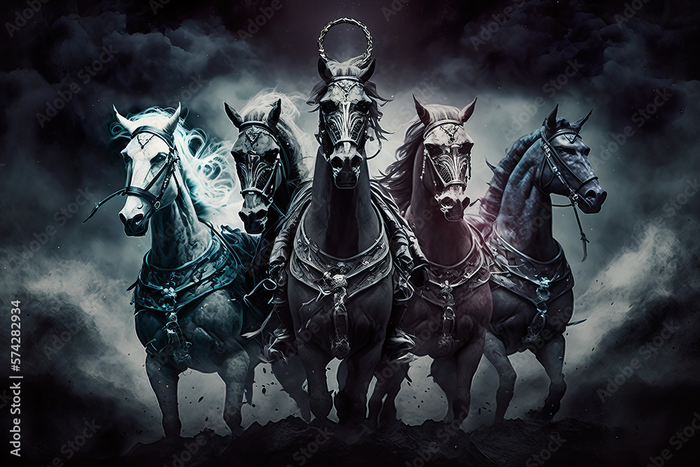 Eerie Illustration of the Four Horsemen of the Apocalypse Generative AI ...
