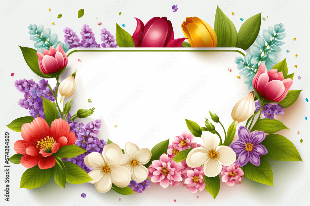 Generative AI Border frame with floral pattern Stock Illustration ...