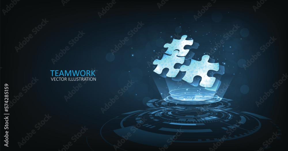 Teamwork and cooperation concept. Strategy for success. jigsaw digital ...
