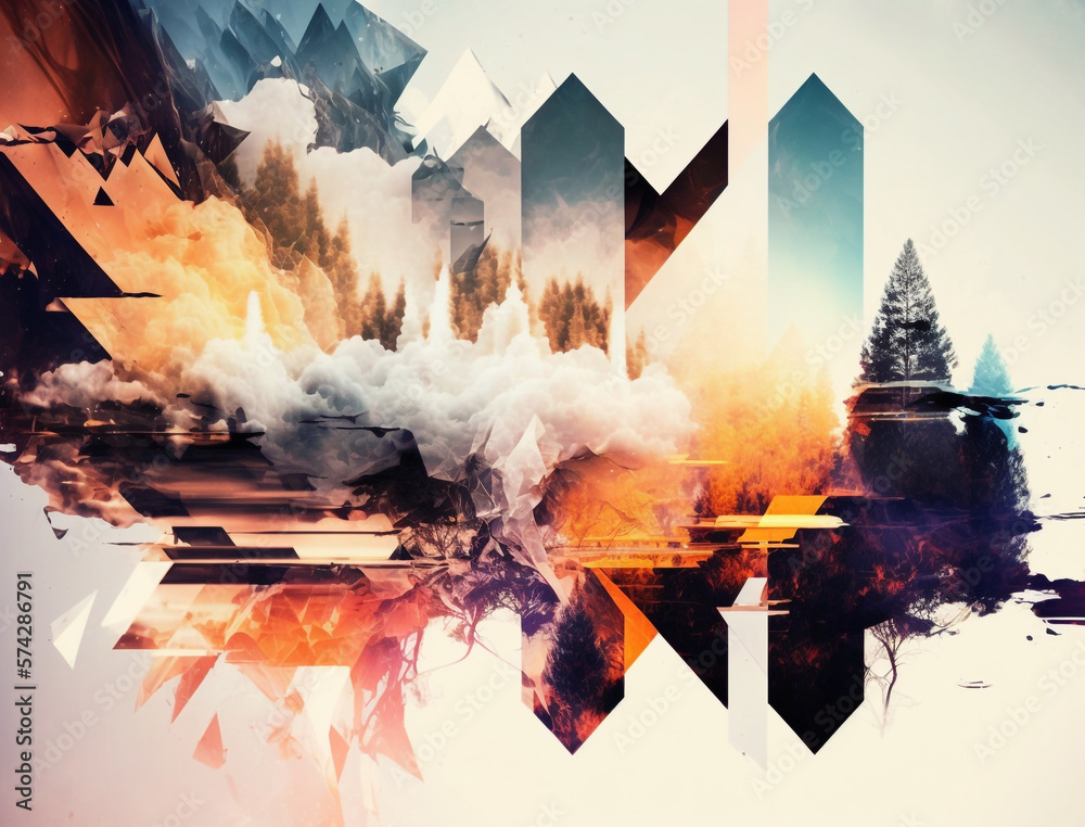 Abstract Double Exposure Collage Style Background Stock Illustration ...