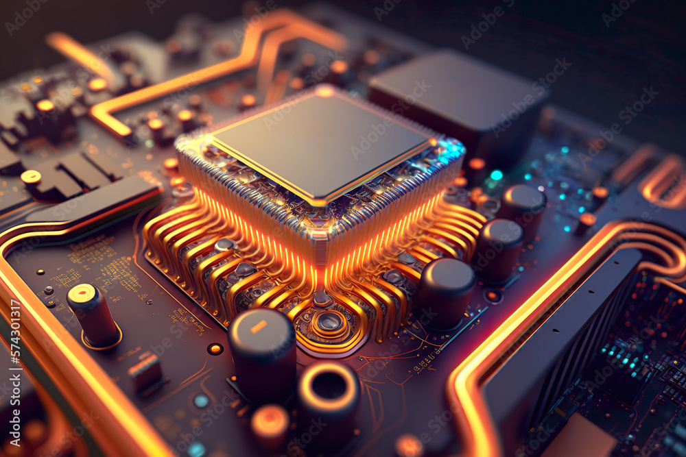 AI. Circuit board. Technology background. Central Computer Processors ...