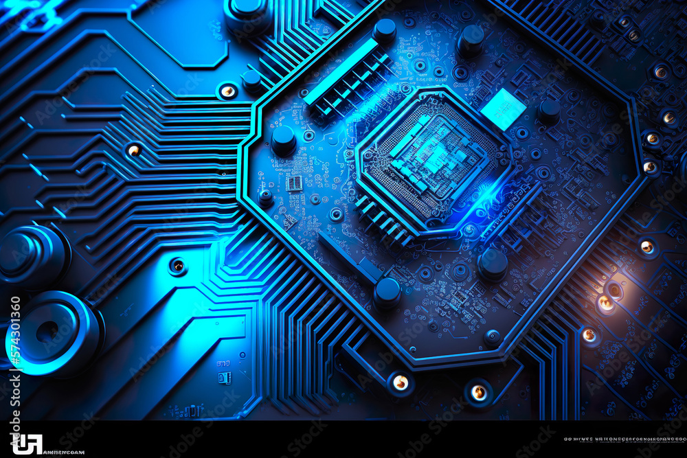 AI. Circuit board. Technology background. Central Computer Processors ...