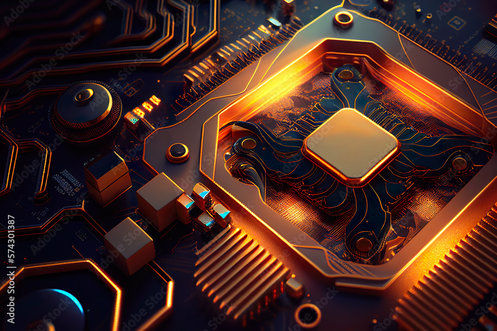 AI. Circuit board. Technology background. Central Computer Processors ...
