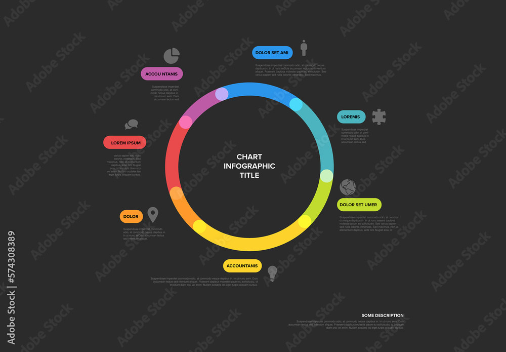 Seven blocks pie chart dark multipurpose infographic template Stock ... Seven blocks pie chart dark multipurpose infographic template Stock ...