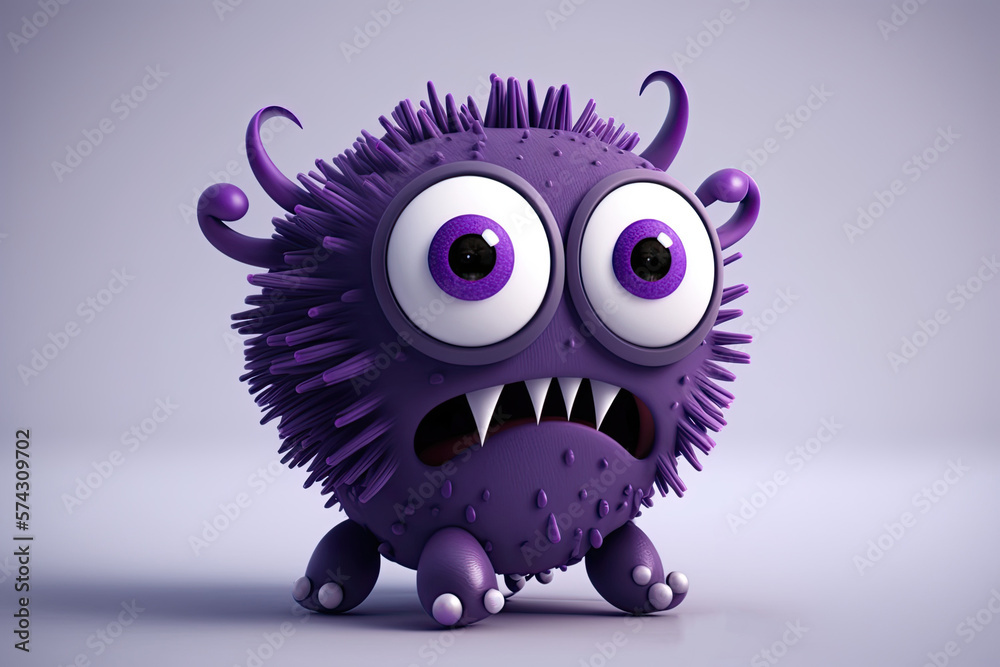 Cute Cartoon Purple Monster Character with Space for Copy (Created with ...