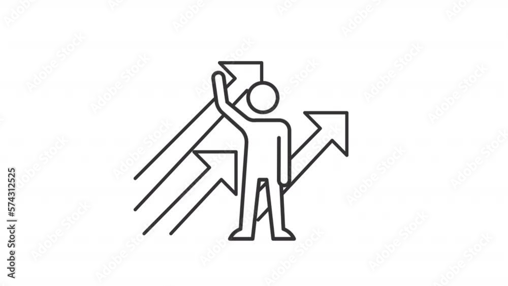 Vidéo Stock Animated dynamics linear icon. Career growth. Self ...