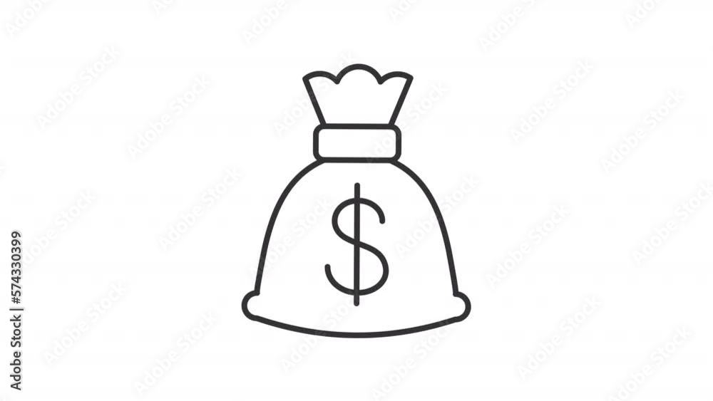 Animated money bag linear icon. Business investment. Finance and ...