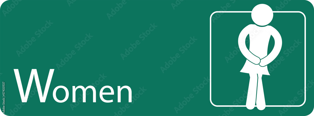 Isolated white in green square rectangle label printable sign of women ...