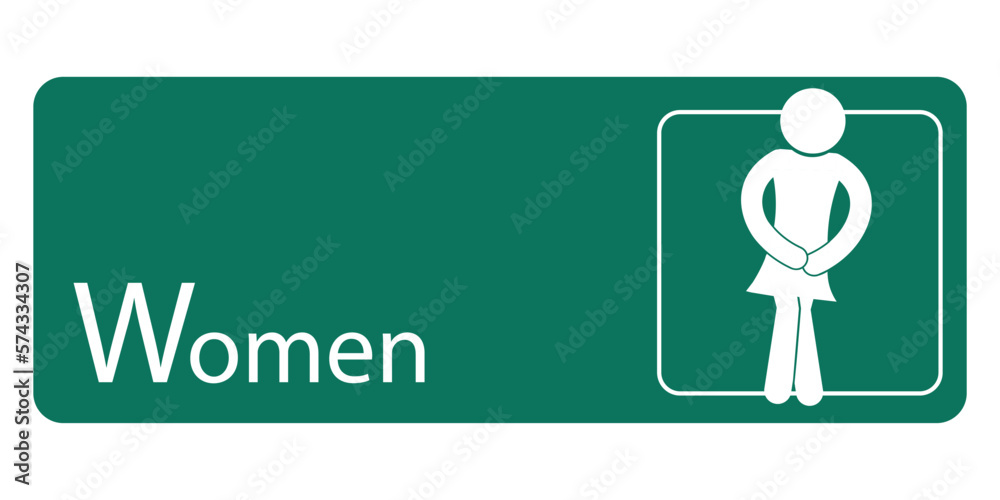 Isolated white in green square rectangle label printable sign of women ...