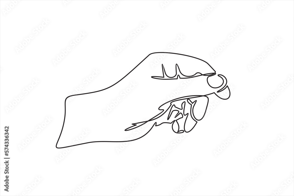 Vetor de continuous one single line drawing of Hand making gesture ...