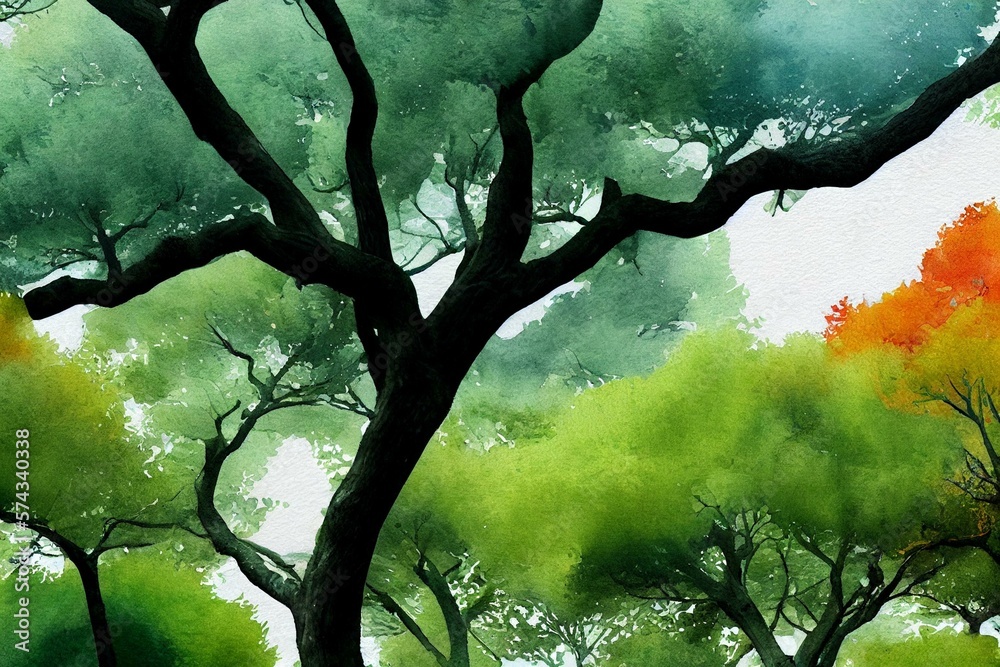 The shape of the watercolor tree top view for landscape design ...