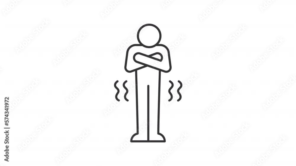 Vidéo Stock Animated chills linear icon. Fever and temperature. Flu ...