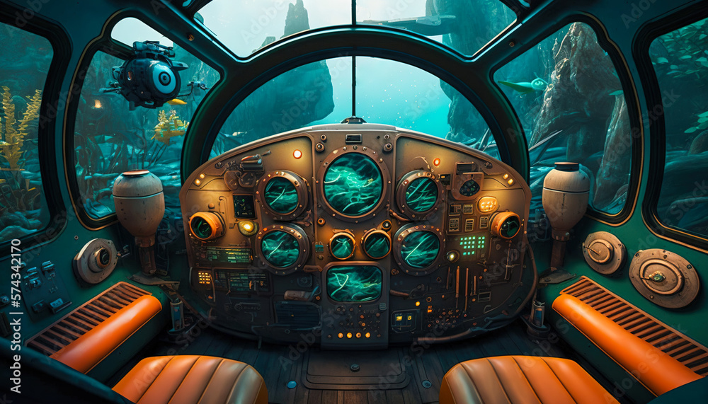 Submarine Control Room, Inside View of a Modern Submarine Cockpit ...