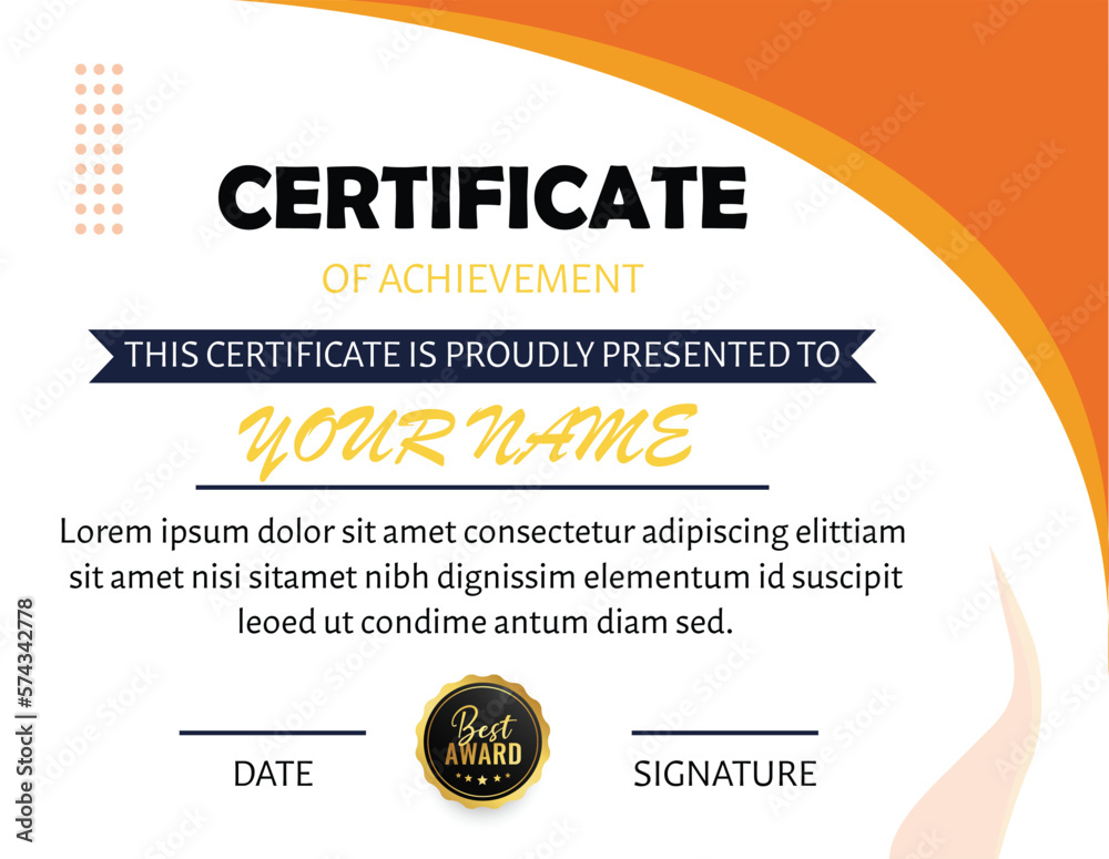 Certificate of appreciation template, Orange and light orange color ...