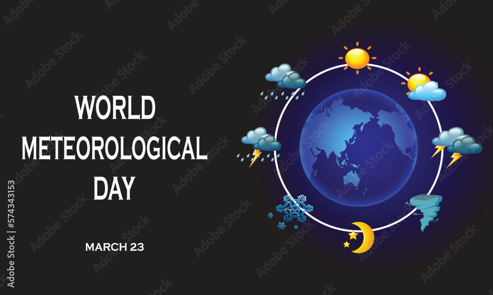 World Meteorological Day poster design concept. It shows a globe ...