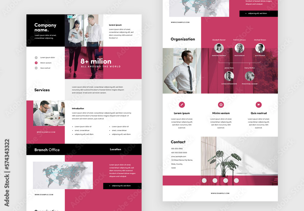 Modern Magenta Newsletter Layout For Finance Corporation Stock Template ...