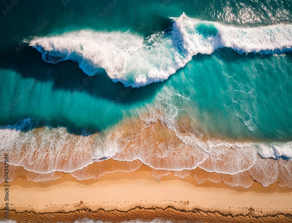 Spectacular top view from drone photo of beautiful beach with relaxing ...