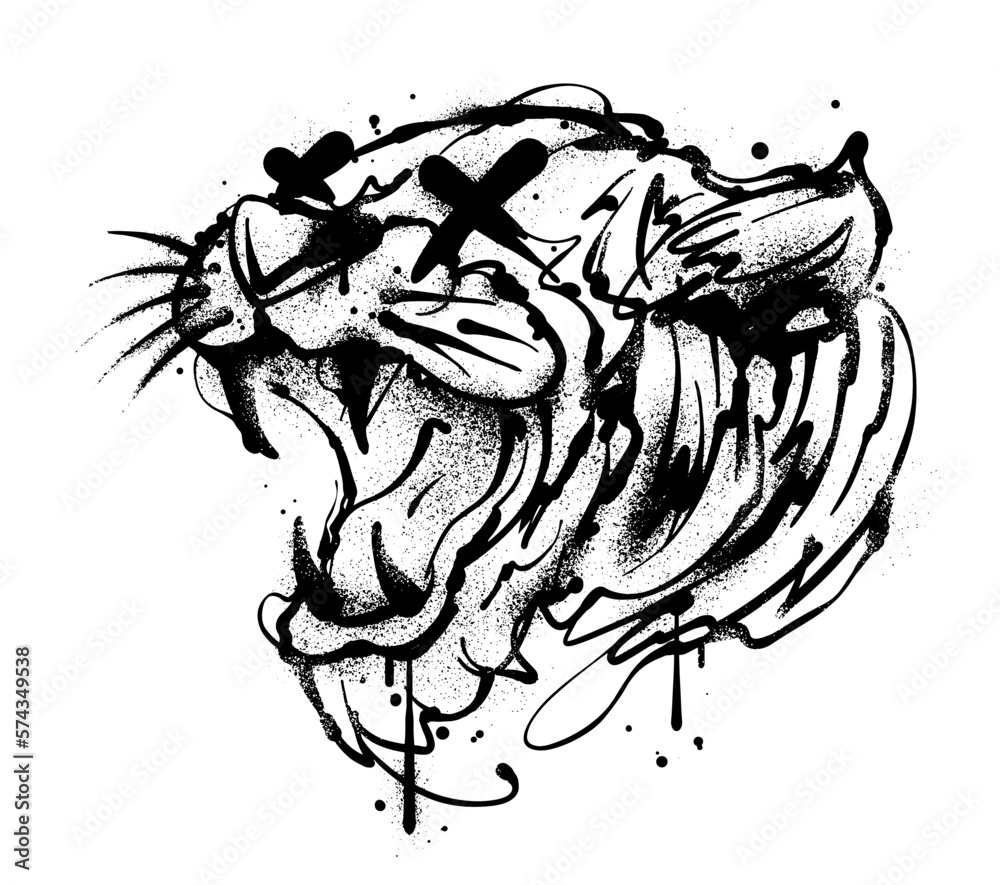 graffiti tiger head illustration in street art style Stock Vector ...