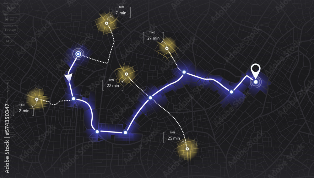 GPS map. City street road. Abstract transportation. City top view. Hi ...