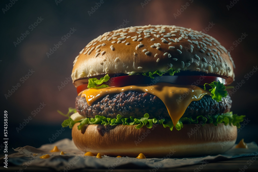 Cheeseburger AI Generative Illustration. Hamburger. Moldy Whopper ...