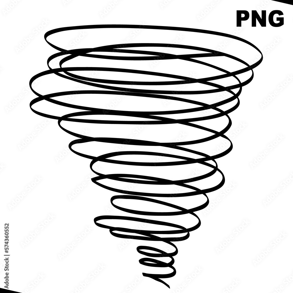 ภาพประกอบสต็อก Hand drawn illustrations tornado. Doodle style on white background. PNG format ...