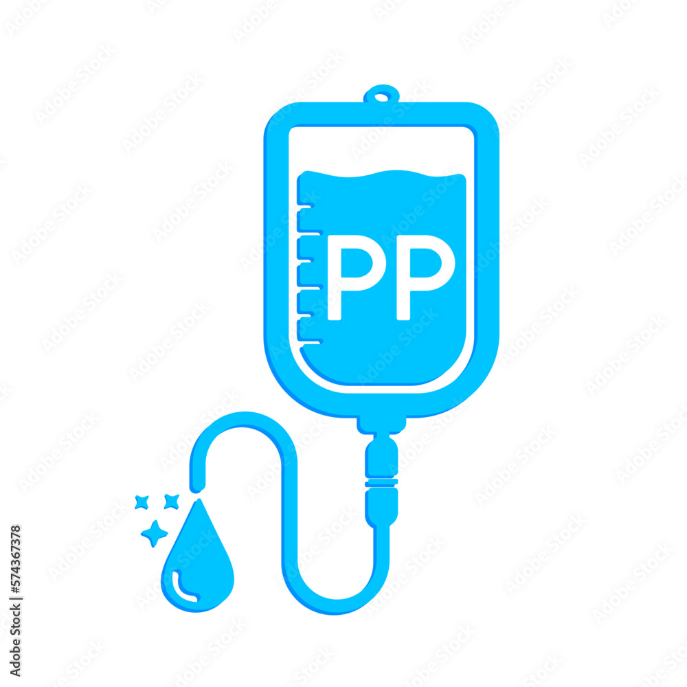 Vitamin PP drip saline bag icon blue form simple line. Vitamins iv ...