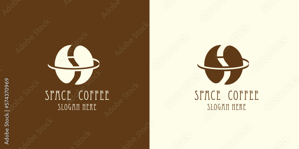 Space coffee logo design illustration. Vector icon creative idea flat ...